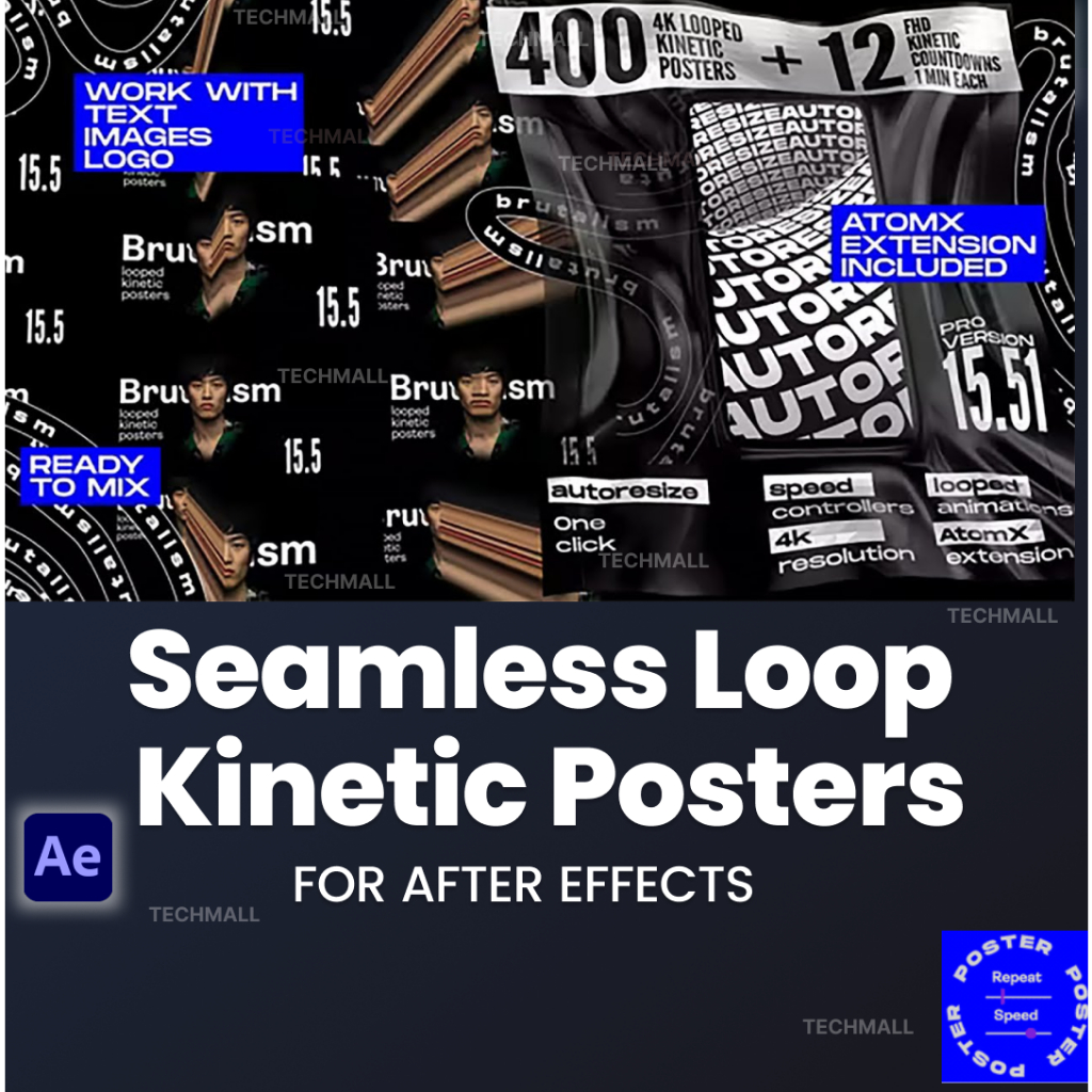 Seamless Loop Kinetic Posters & Animated Typography Pack | AtomX ...