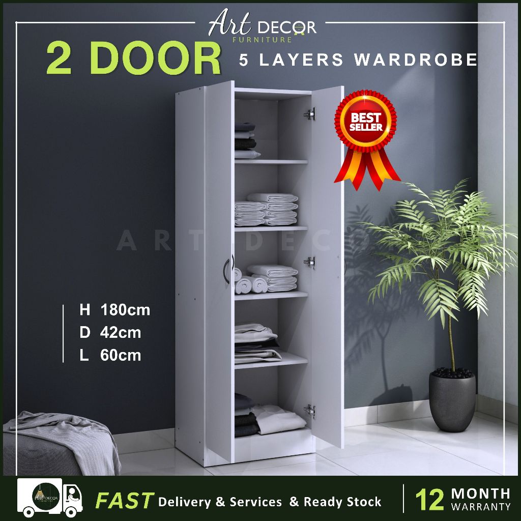 [READY STOCK]Almari 2 door wardrobe with 5 layer /Almari Pakaian Ready ...