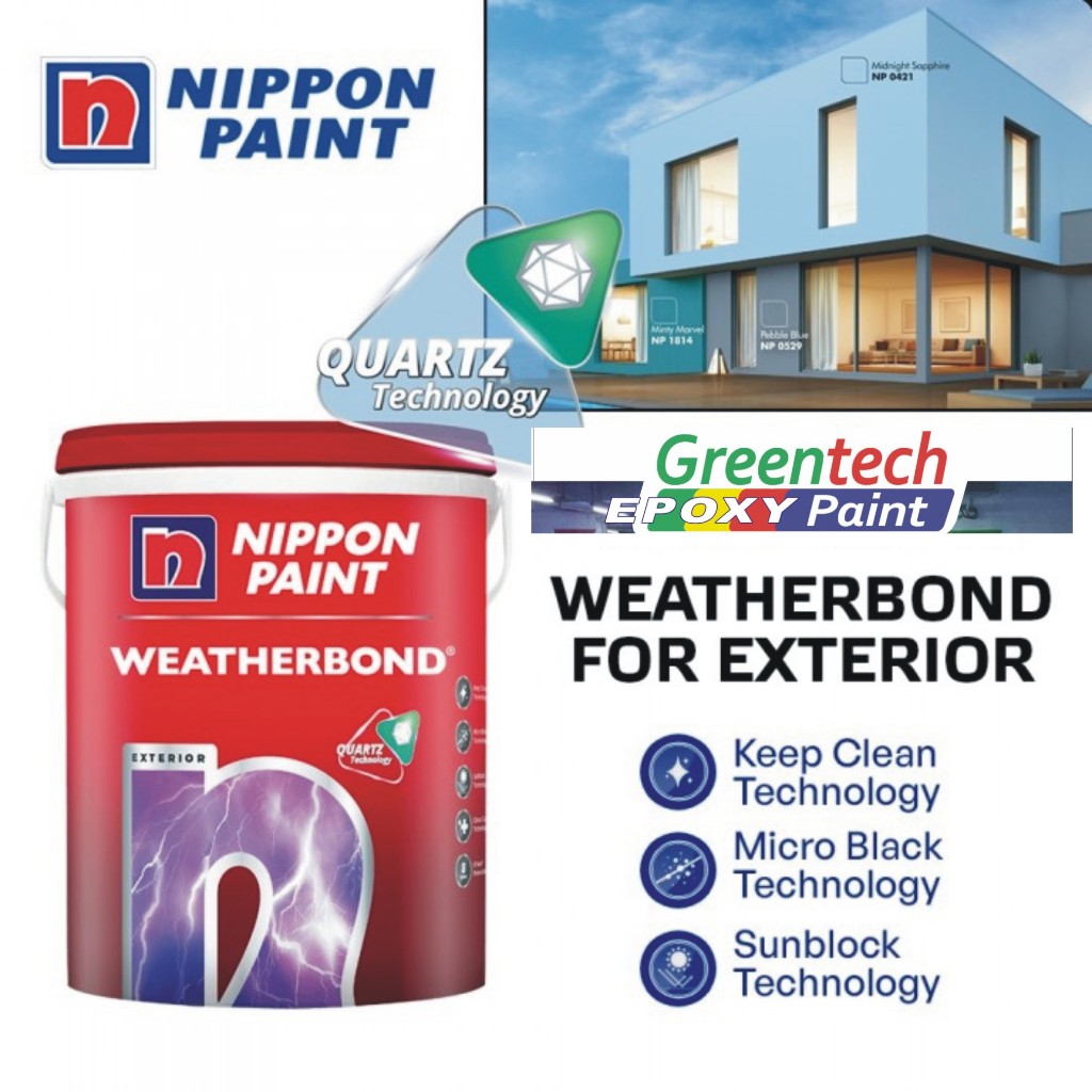 5L NIPPON PAINT Weatherbond Exterior Paint/Cat Luar/Cat Rumah /Cat ...