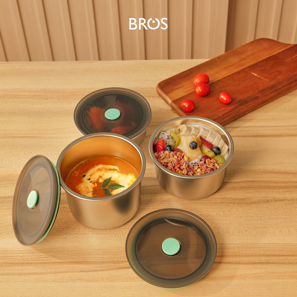 BROS Container SUS 304 Press-In Round-Y | Microwaveable Food Safe ...