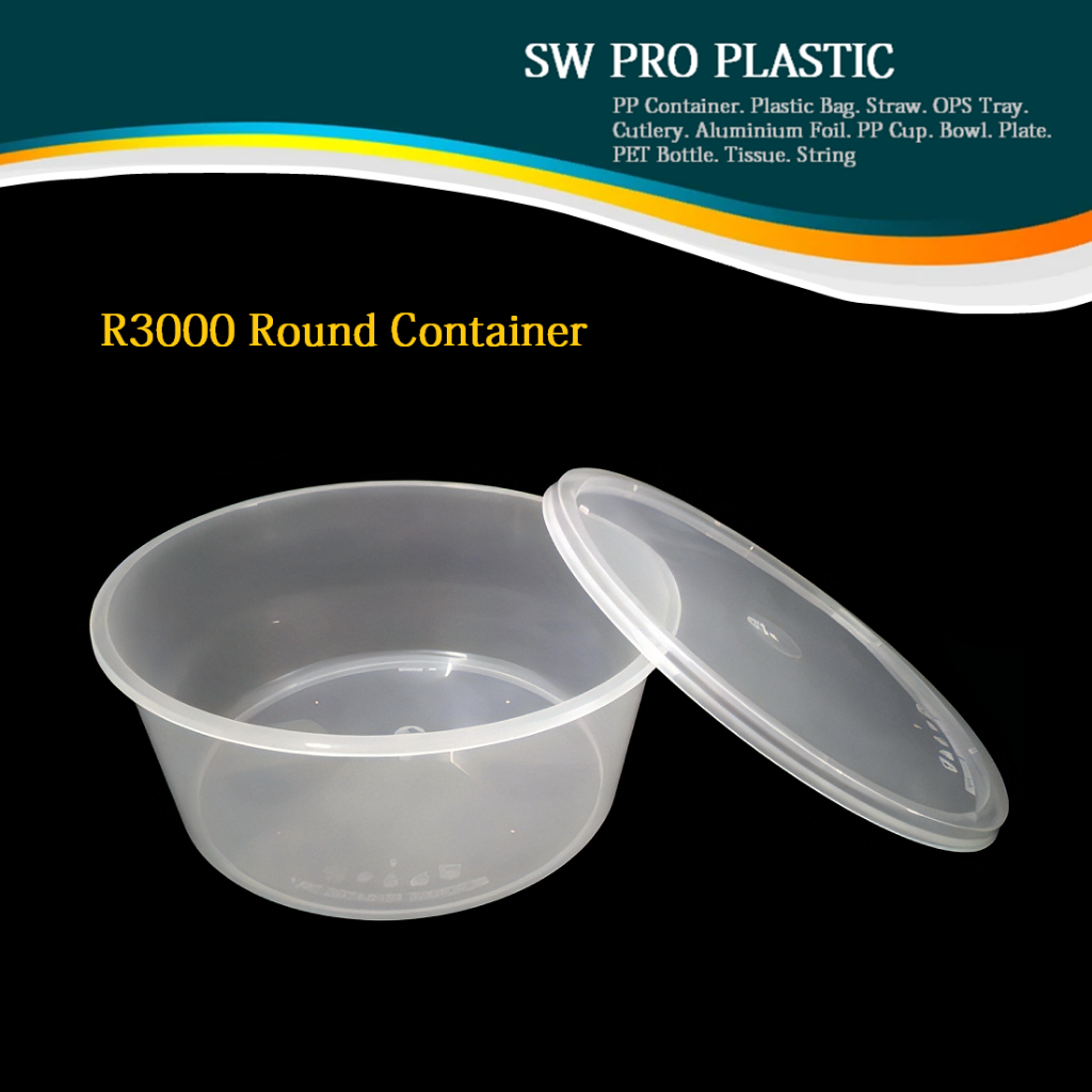 R3000 Round Microwave Food Container/ Tupperware Plastik Bulat /Bekas ...