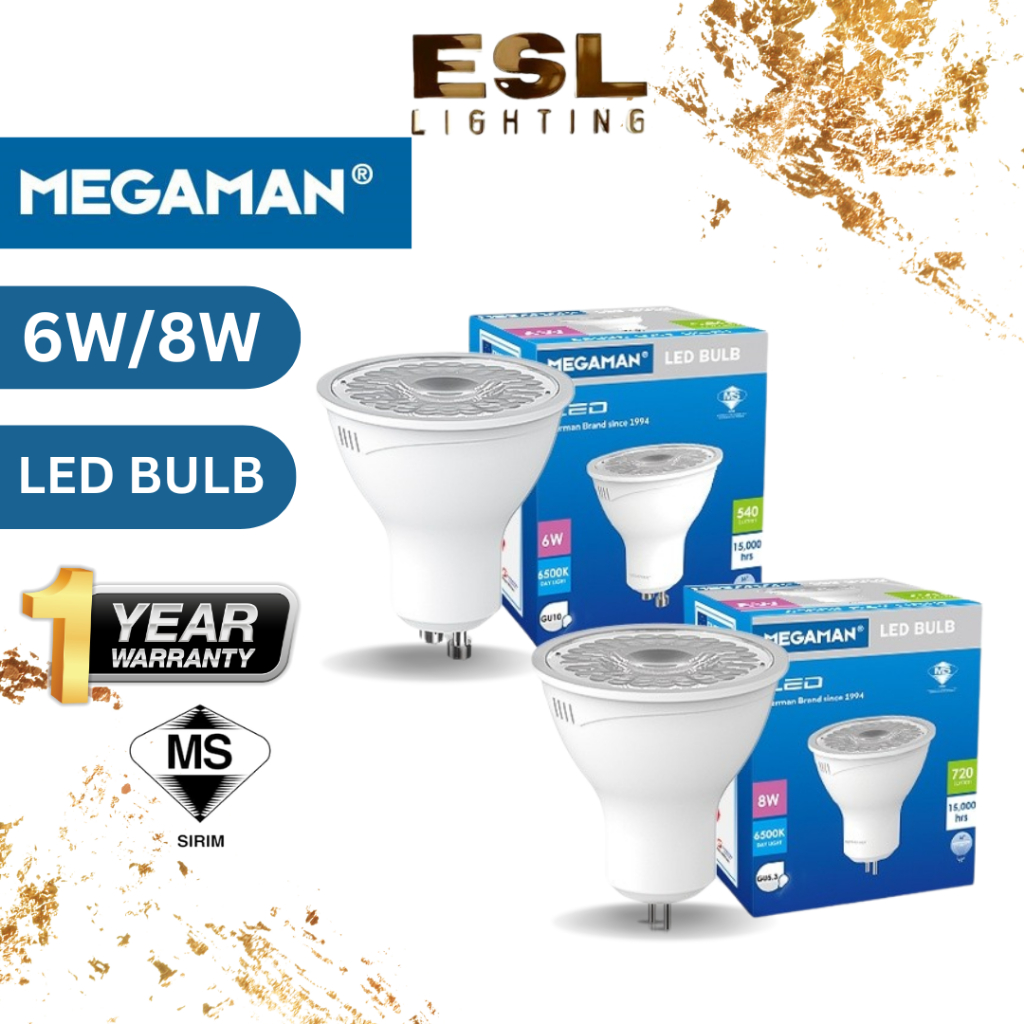 ESL LIGHTING Megaman LED Dimmable/ Non Dimmable GU10 Light Bulb 6W/8W ...