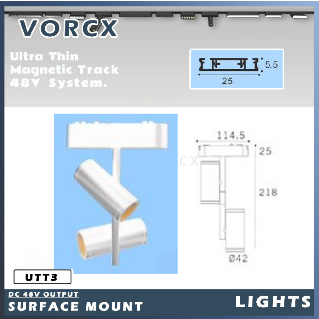 UTS Ultra Thin Series DC48V Magnetic Track Light Surface Mount 5mm ...