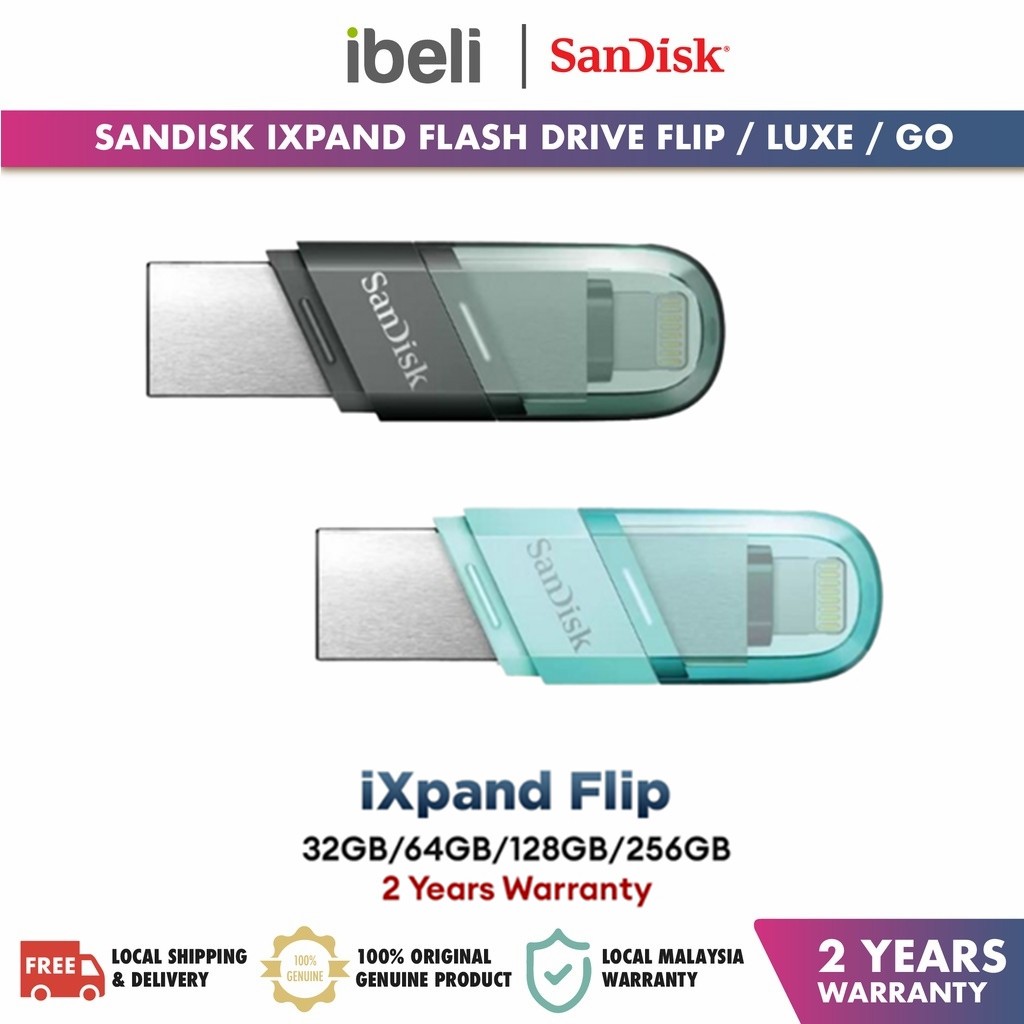 Sandisk iXpand Flip Flash Drive Flip OTG USB for iPh & iPad (32GB/64GB ...