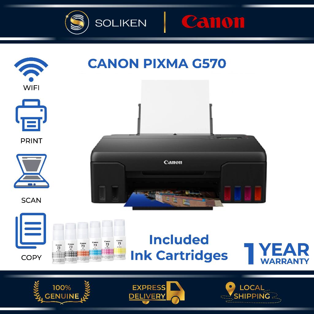 Canon PIXMA G570 Single Function Ink Tank Wireless Photo Printer ...