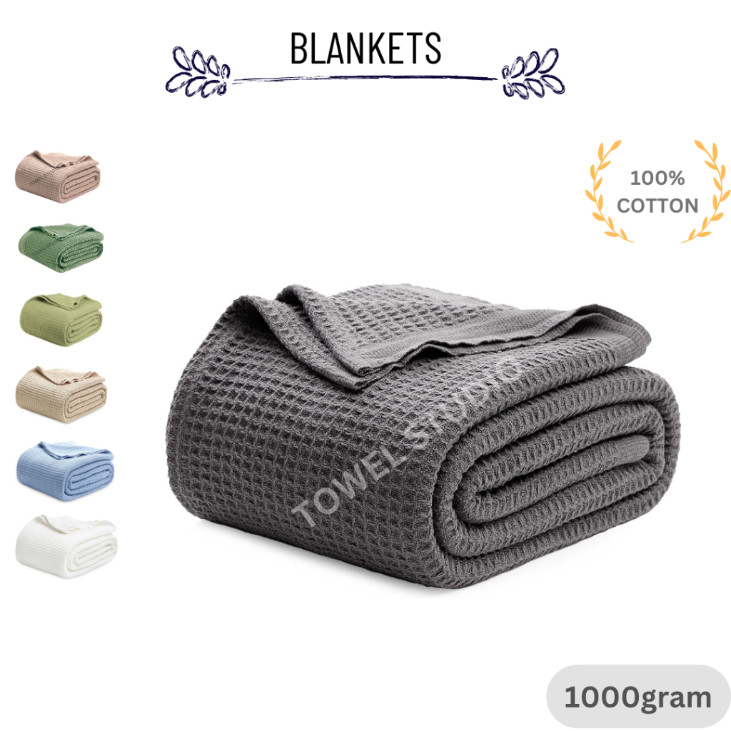 Waffle Combed Cotton Blanket (100% Cotton) 60x80inches Selimut.Blanket ...