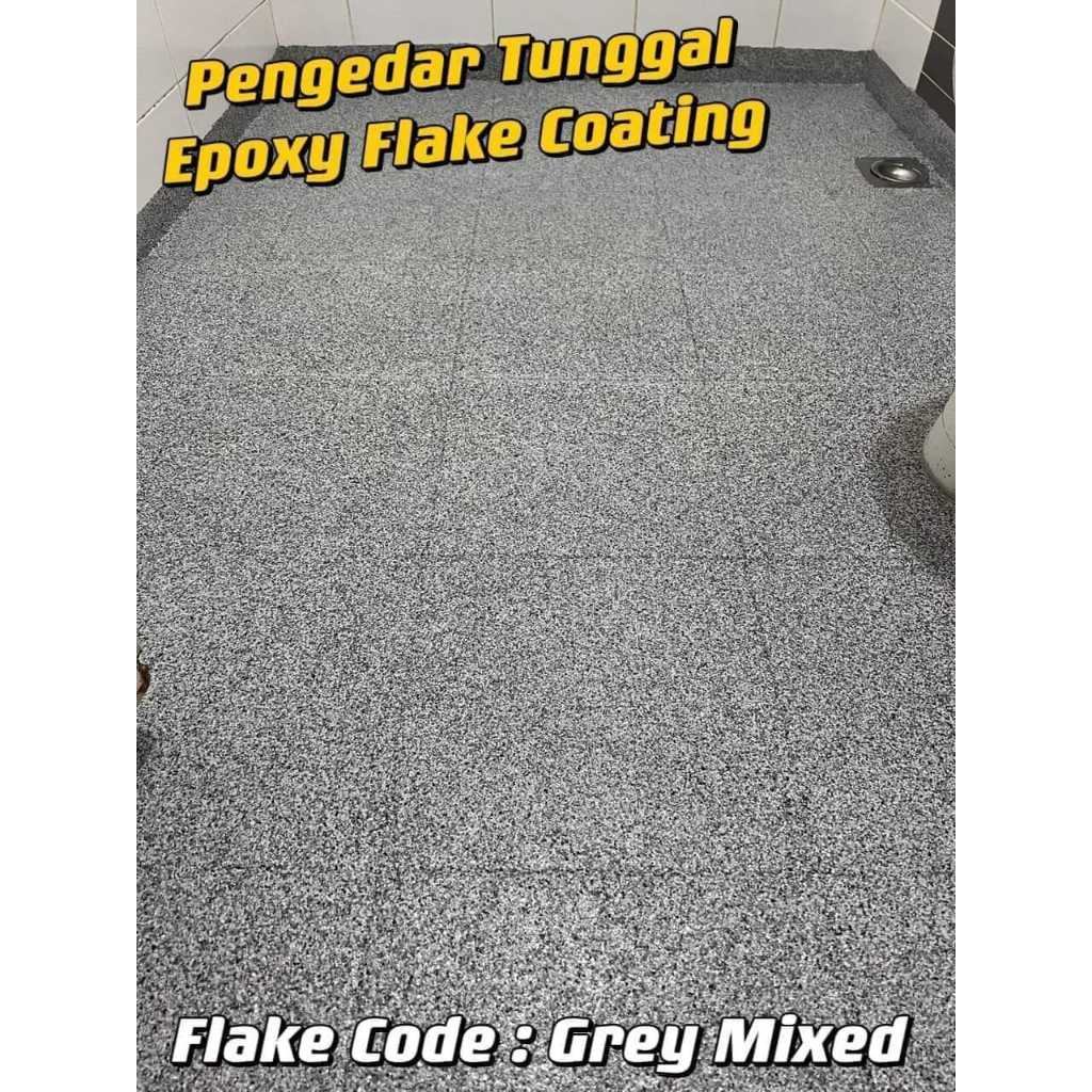 ( GREY MIX ) Full Set Epoxy Colour Flake Coating (1KG FLAKE/1L PRIMER ...