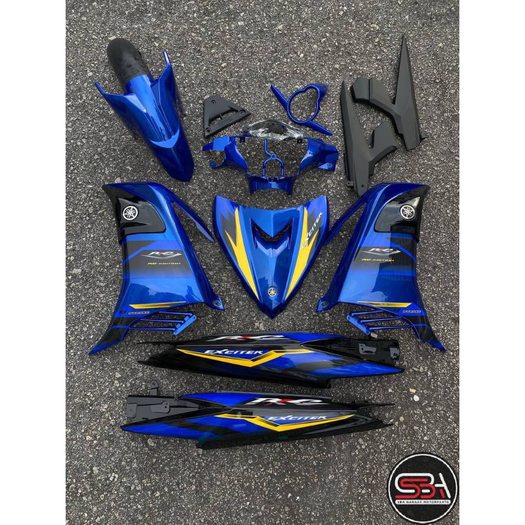 COVERSET BODYSET YAMAHA LC LC135 V6 V7 DR EXCITER RC BLUE BIRU STRIPE ...