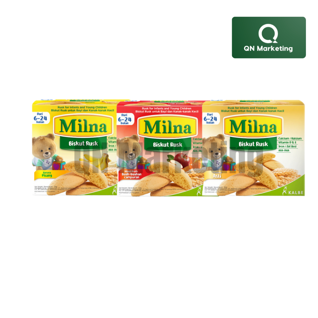 MILNA BABY BISCUIT RUSKS 130G FOR 6-24Bulan ( ORIGINAL/ BANANA/MIX ...