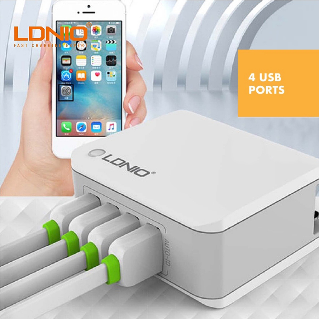 LDNIO A4403 Quadruple 4 USB Output Port Auto ID USB Charger (4.4A) | Shopee Malaysia