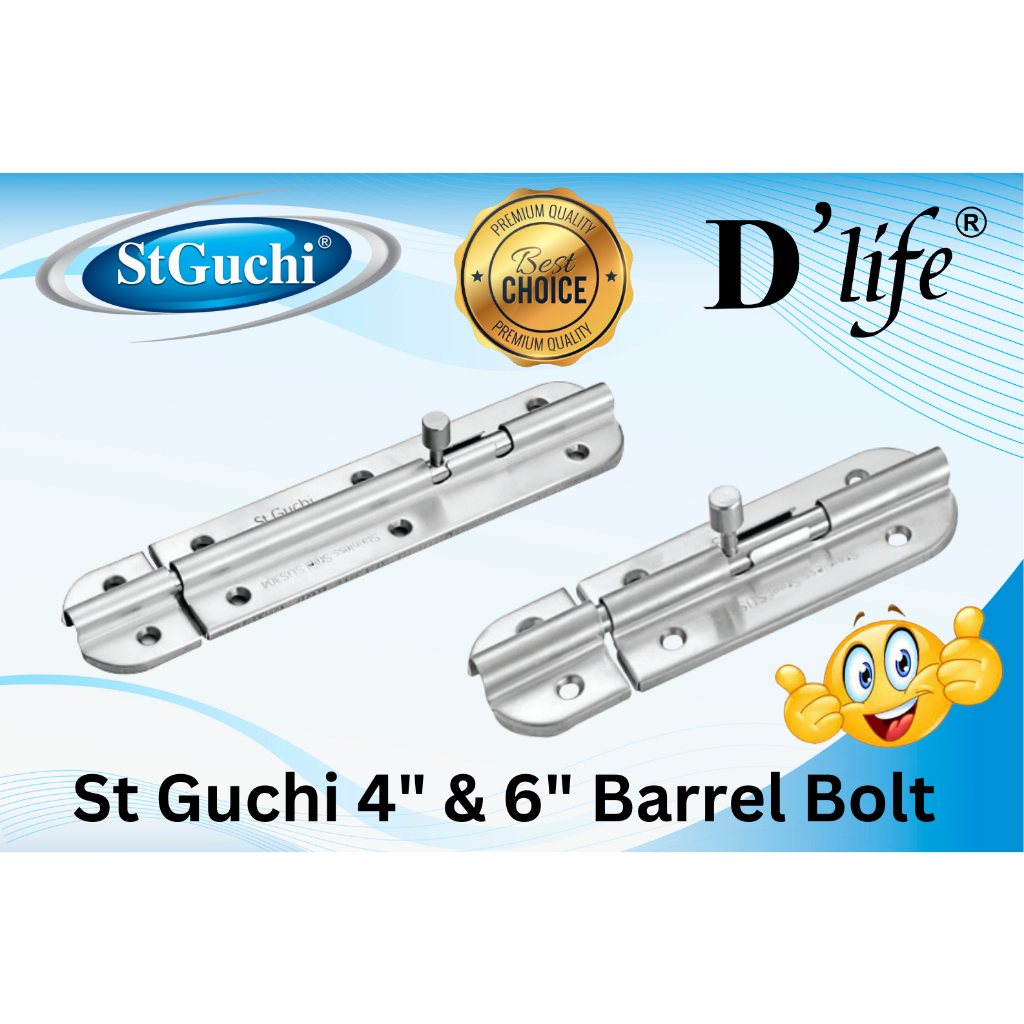 D'Life St Guchi SGDB-8606 6" & 8604 4" Stainless Steel Barrel Bolt Lock ...