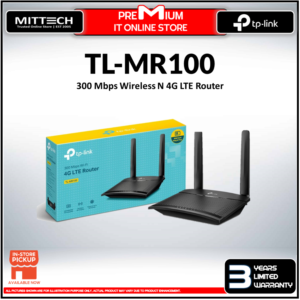 Tp-Link Sim Router TL-MR100 300Mbps Wireless N 4G LTE Router | 4G ...