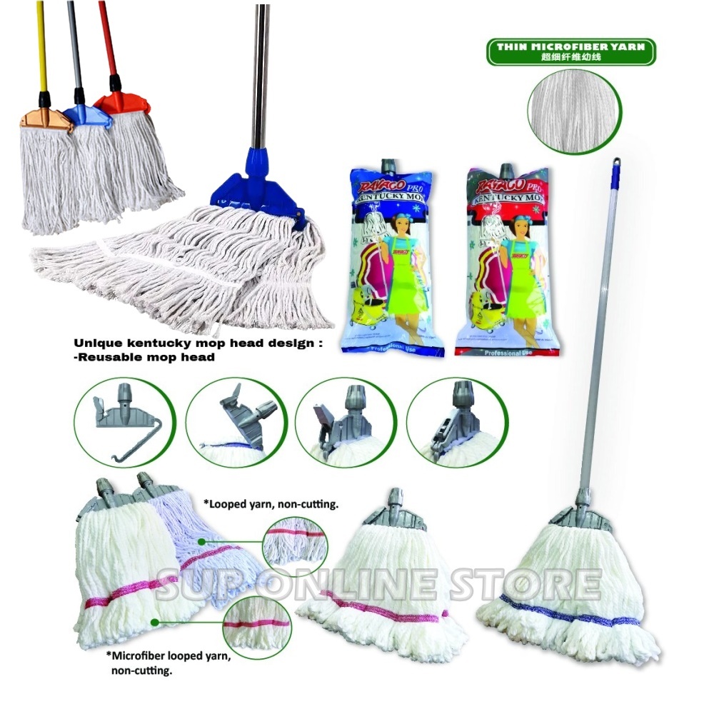 Rayaco Aluminium Handle Heavy Duty Kentucky Mop Set / Industrial Mop ...