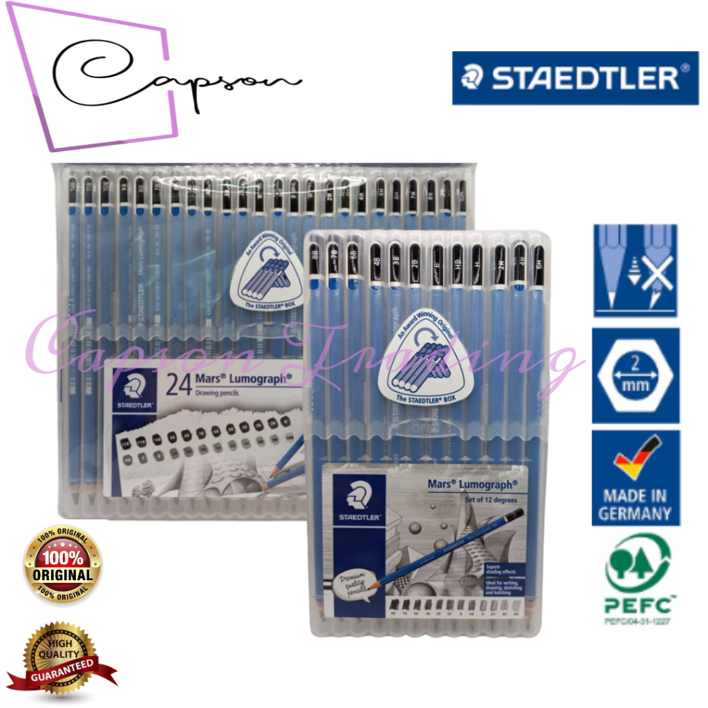 STAEDTLER Mars Lumograph Pencils Set Box (SET12 / SET24) | Shopee Malaysia