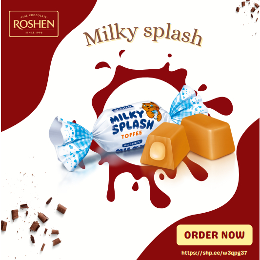 Roshen Milky Splash Toffee With A Milk Filling ( 1 PIECE ) | Shopee ...