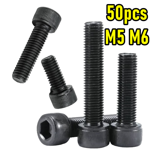 50pcs Skru Heksagon Bolt Hex Socket Cap Screw Carbon Steel M5 M6 Screw ...
