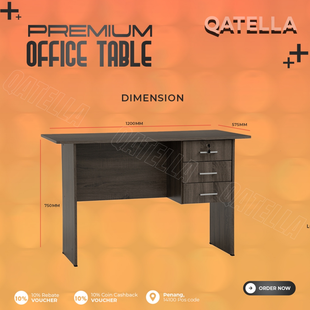 Qatella 4ft 120cm Wooden Writing Study Table/Study Desk/Workstation ...