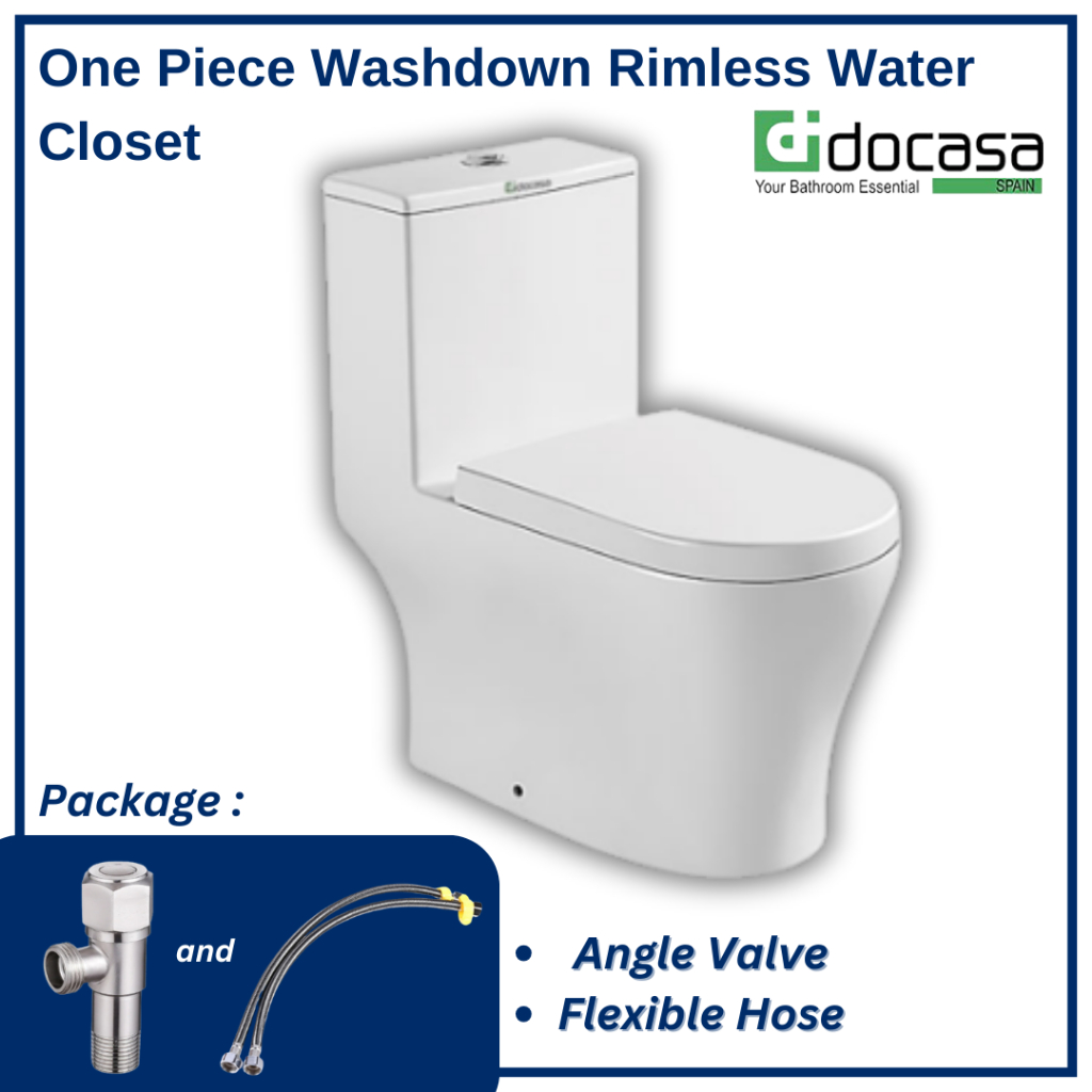 One Piece Washdown Water Closet WC S-Trap 200mm 250mm / 180mm P-Trap Rimless Washdown WC with PP ...