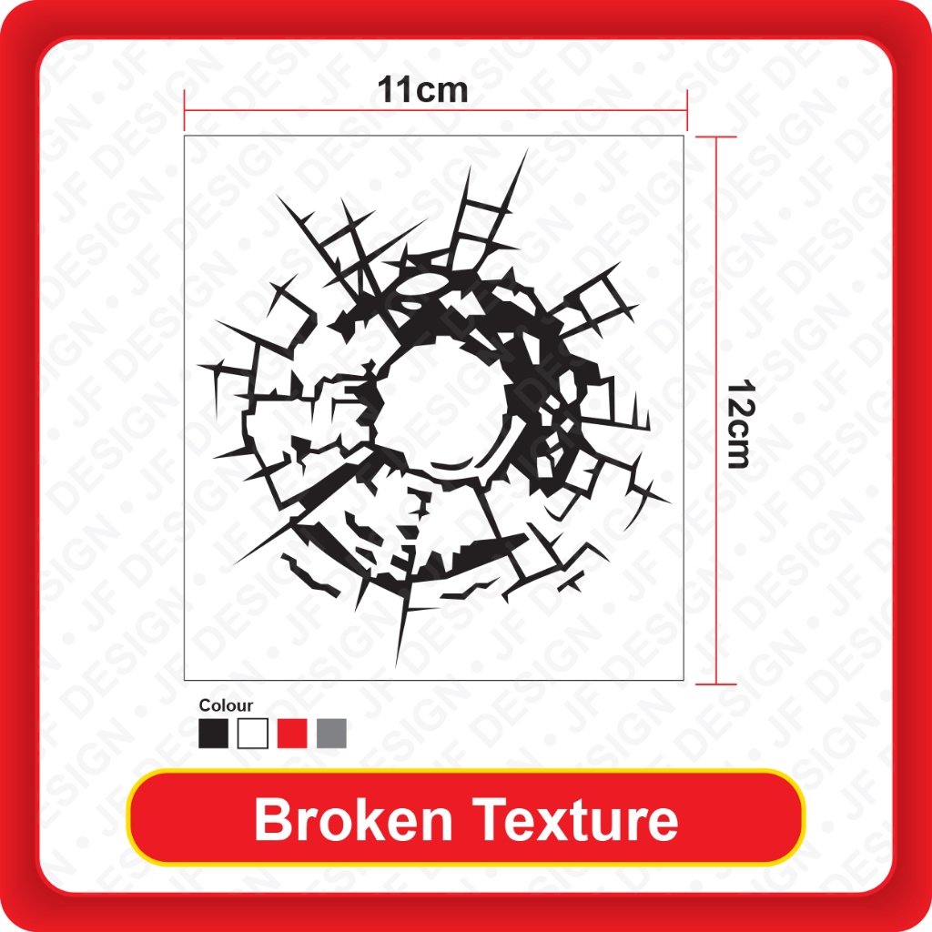 [411]Quality Car Sticker Broken Texture [11cm x 12cm][Sticker Cutting ...
