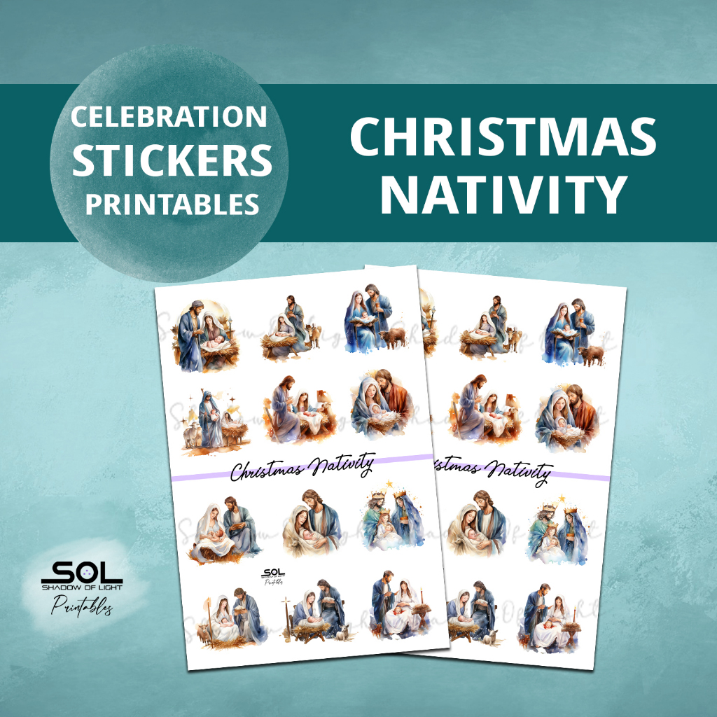 Christmas Nativity Stickers | Printable Watercolor Washi Stickers | PDF ...