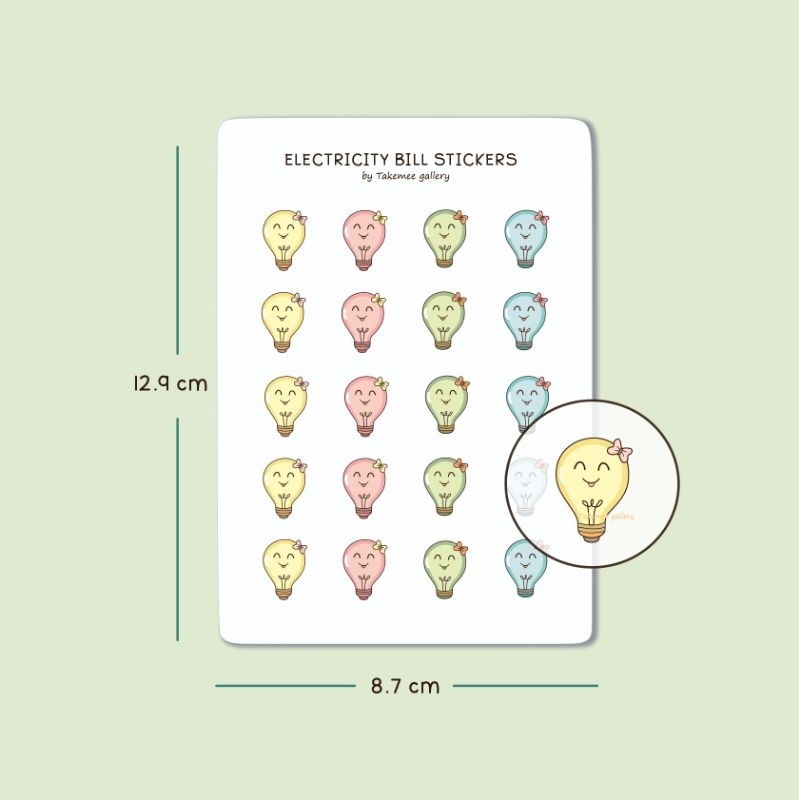 Electric Electricity Bill Reminder Cute Aesthetic Sticker Sheet Diary ...