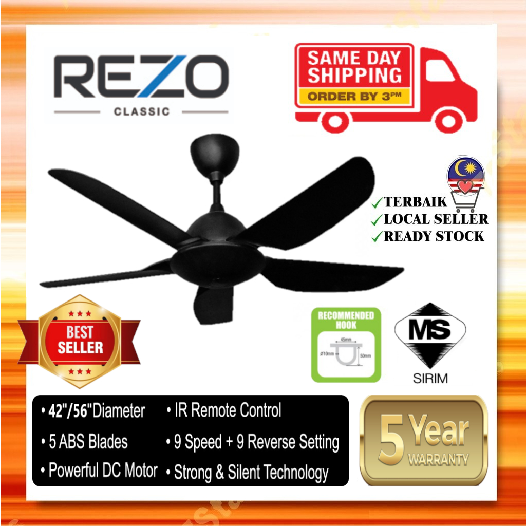 REZO CASTA 9 speed DC motor Remote Control Ceiling fan / Kipas Siling ...