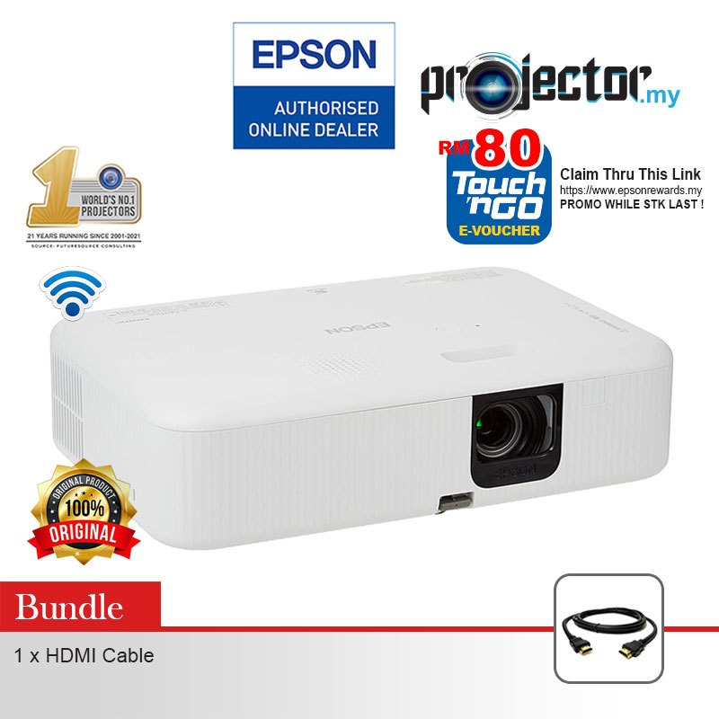 Epson CO-FH01 3LCD Colour Full HD 1080p 3000 Lumens Smart Projector for ...