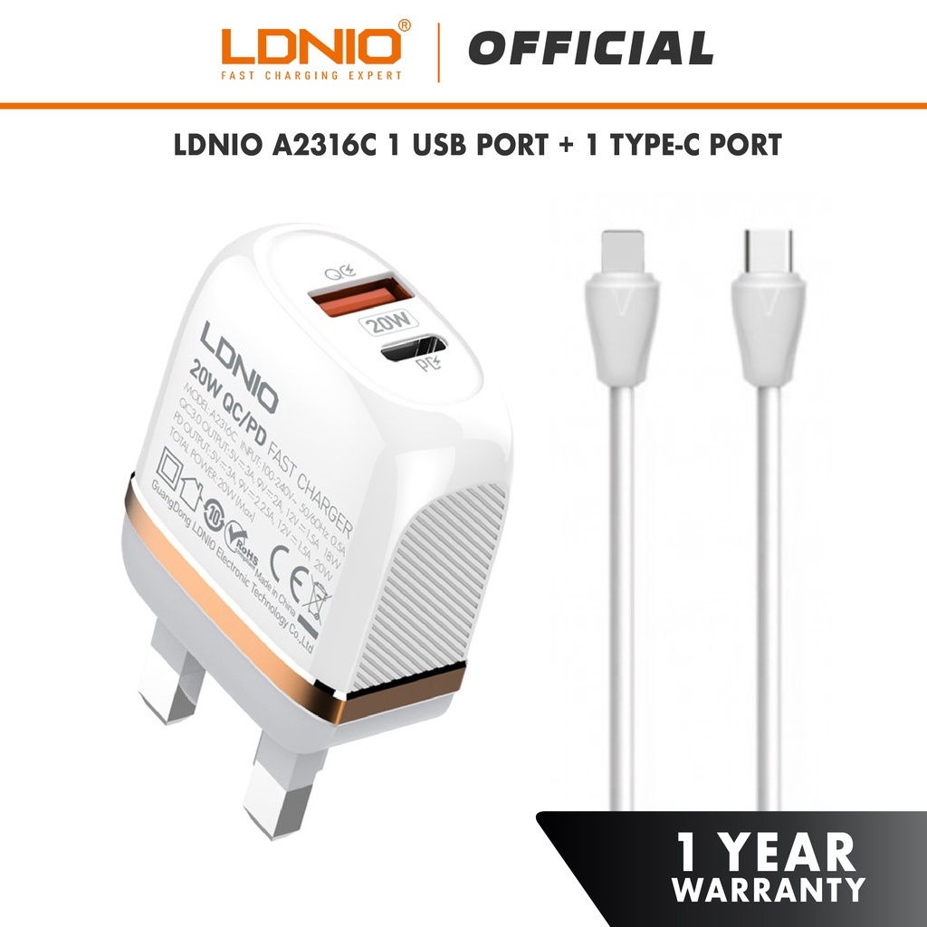 LDNIO A2316C A3511Q A2526C A2522C FAST CHARGING QC3.0 + PD USB-C Super ...