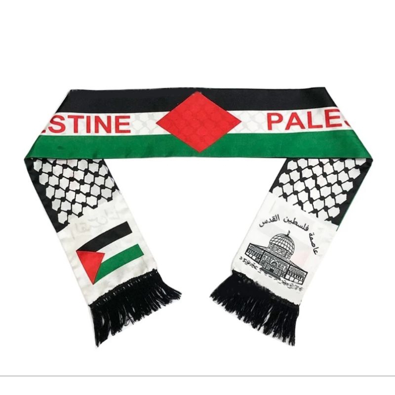 Palestine Flag Mafla Scarf Vivid Color And Fade Proof Canvas Header And