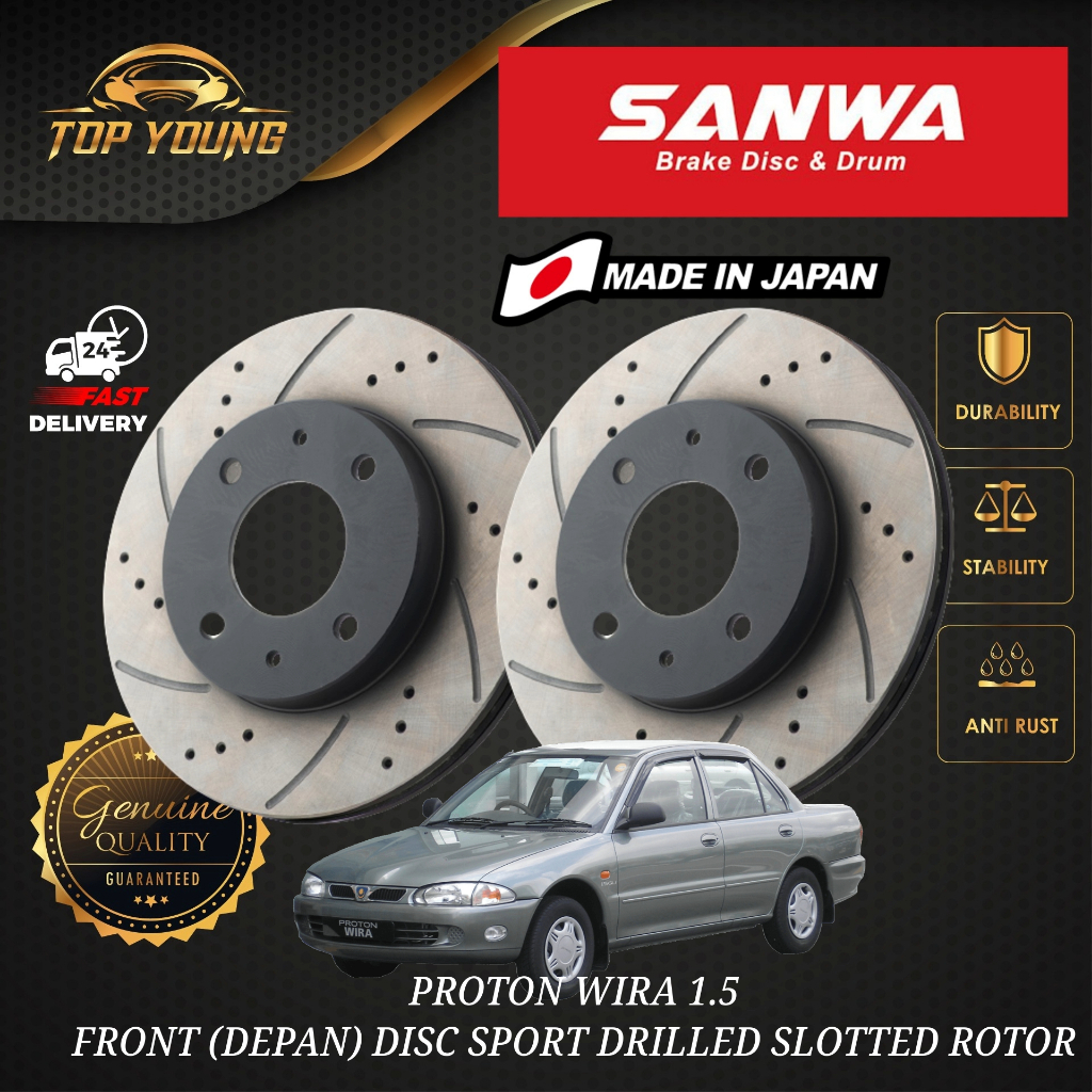 PROTON WIRA 1.5 FRONT(DEPAN) DISC BRAKE ROTOR SPORT SLOTTED & DRILLED ...