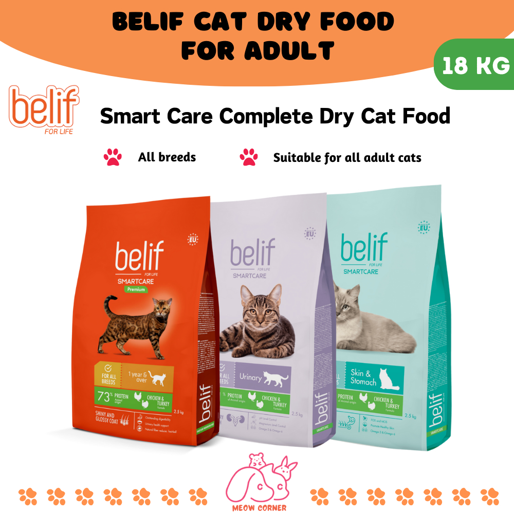 Belif Premium Smartcare Dry Cat Food 18KG (Adult Cat /Sensitive Skin ...