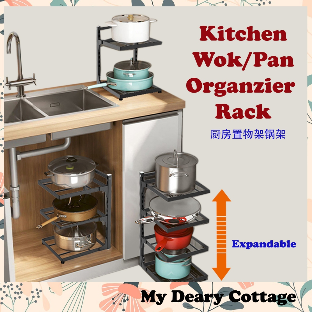 Kitchen Multipurpose Rack Adjustable Pot Layer Rack Rak Bawah Sinki ...