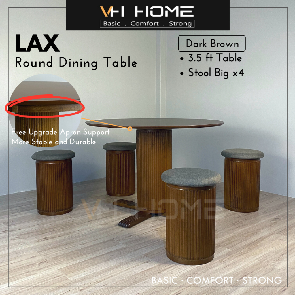 VH LAX Round Dining Table 3.5FT/4FT With Stools Special Modern Design ...
