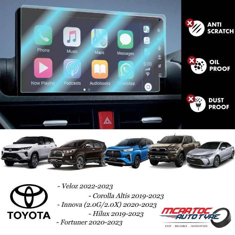 Toyota Veloz, Altis, Innova, Fortuner & Hilux 9-Inch Navigator Tempered ...