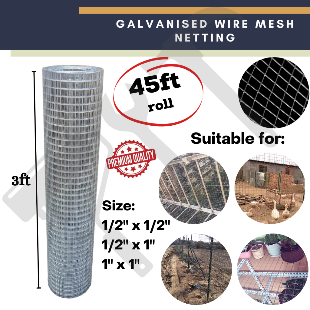 [45 Feet] Galvanised Wire Mesh Netting | Welded Mesh | BRC Netting ...