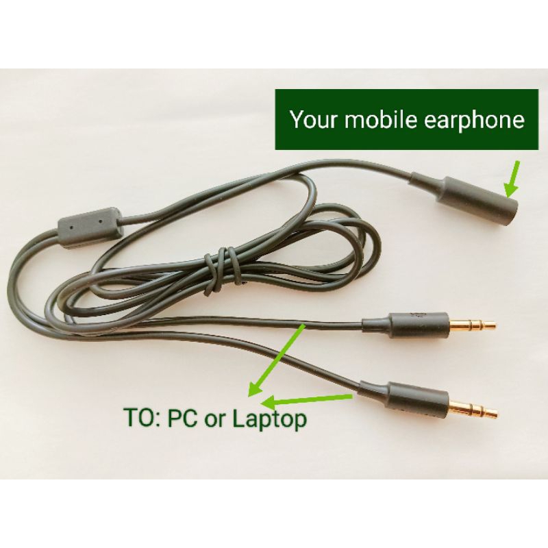 1 m LONG Cable 3.5mm Male to 2 Port 3.5mm Female Mic Aux Audio Y ...