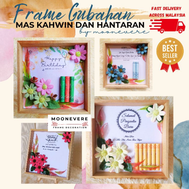 🔥READY STOCK🔥GUBAHAN FRAME DUIT HANTARAN MURAH BAJET BUNGA CANTIK ...