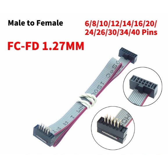 IDC Flat Ribbon Cable FC to FD Pitch 1.27mm 6P 8P 10P 12P 14P 20P 30P 40P M to Female | Shopee ...