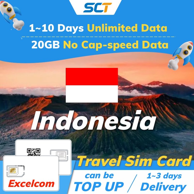 Indonesia Travel Sim Card【1-10 days Unlimited data，20GB No cap-speed data】【 Hotspot】【 ESIM ...