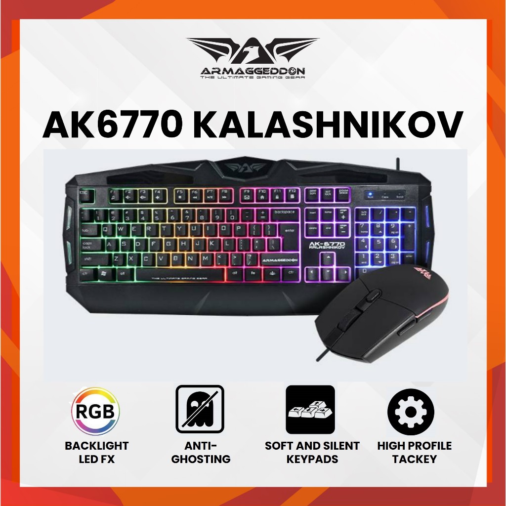Armaggeddon AK-6770 KALASHNIKOV II Wired Membrane Keyboard and Mouse ...