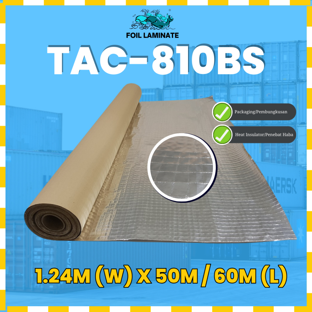 TAC-810BS Aluminium Foil Paper Foil (50M-L) Packaging Penebat Haba Heat ...
