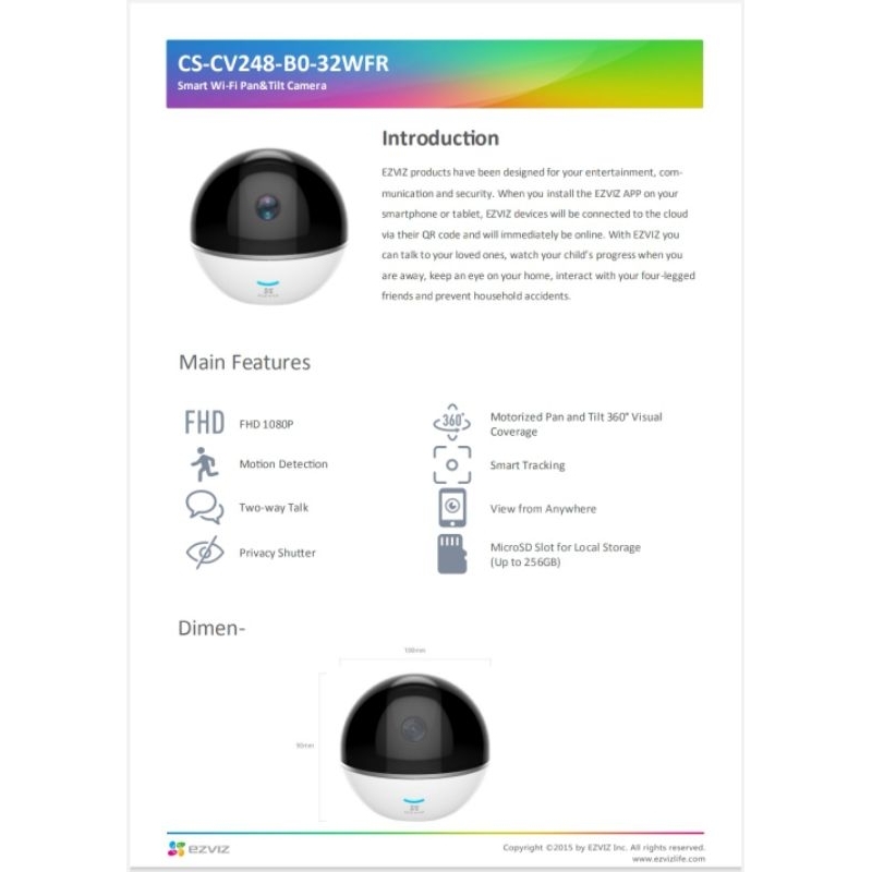 EZVIZ WIRELESS IP CAM CS-CV248 INTERNET PT CAMERA 1080P 4MM | Shopee ...