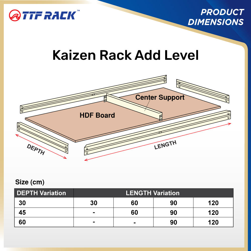 TTF Rack™ KAIZEN ADD LEVEL Shelving Level Tingkat Tambahan Rak Besi ...