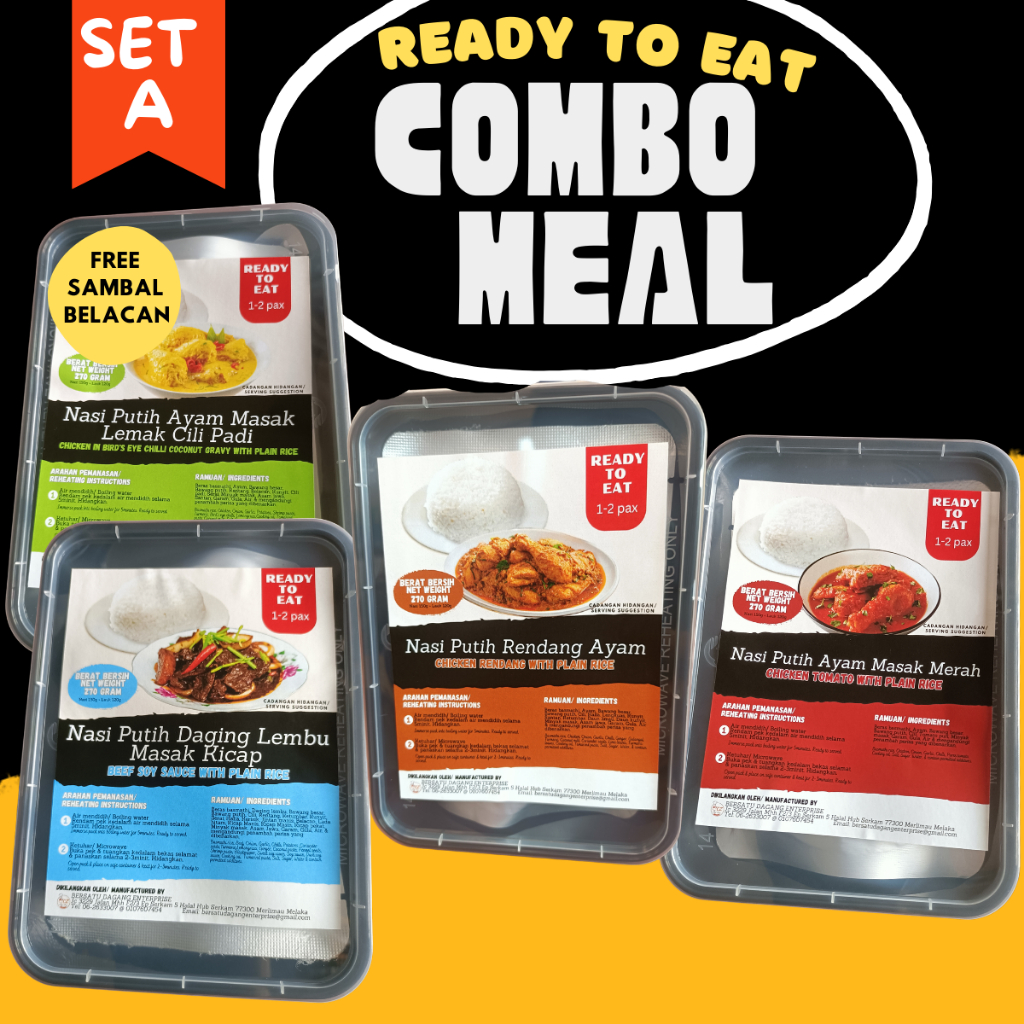 SET KOMBO NASI DAN LAUK SEGERA READY TO EAT TRAVEL PACK MEAL cooked ...