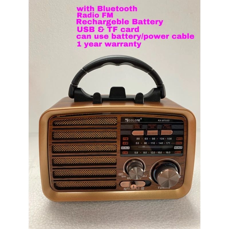 GOLON Radio RX-BT031 USB FM AM MUSIC Player SD MP3 Bluetooth ...