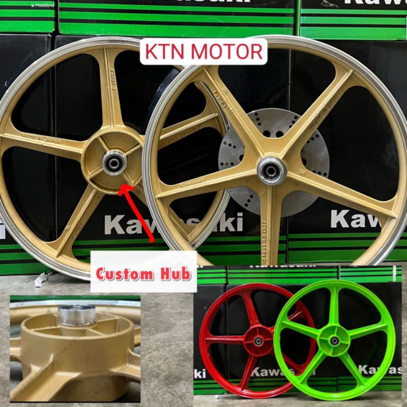 Sport rim Kawasaki 💯 AR80 CUSTOM HUB GOLD RED GREEN Dan AR80 STD MADE ...