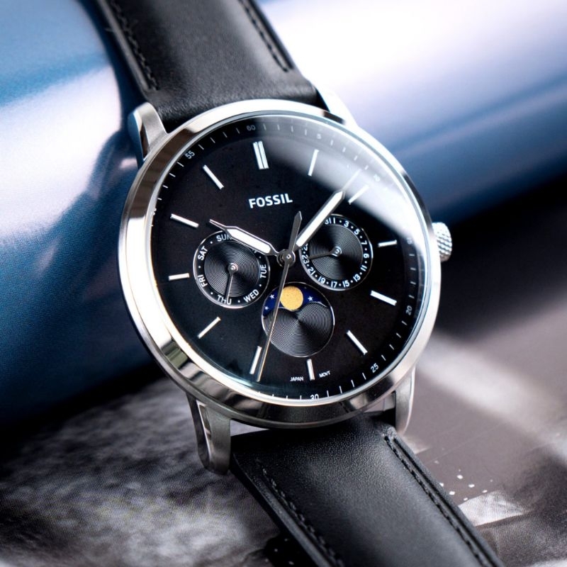Fossil Neutra Moonphase Black Leather Watch FS5904 | Shopee Malaysia