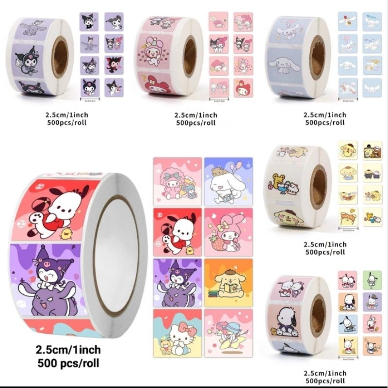 Sanrio 500pcs roll sticker, Kuromi, Pompompurin, Cinnamoroll, My Melody, Pochacco,三丽瓯500张贴纸 ...