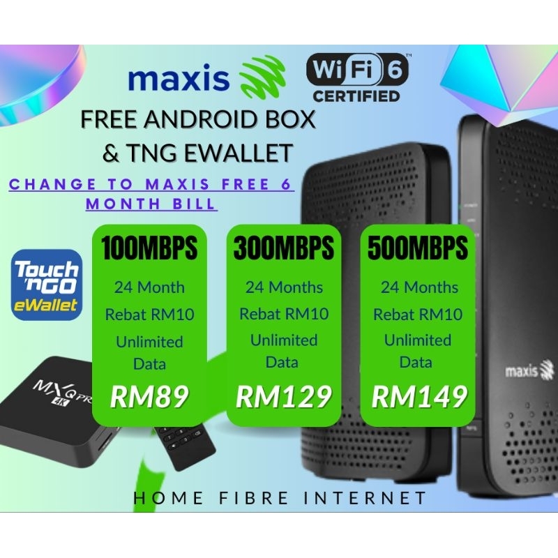 Maxis Home Fibre Free Android TV Box + TnGeWallet | Shopee Malaysia