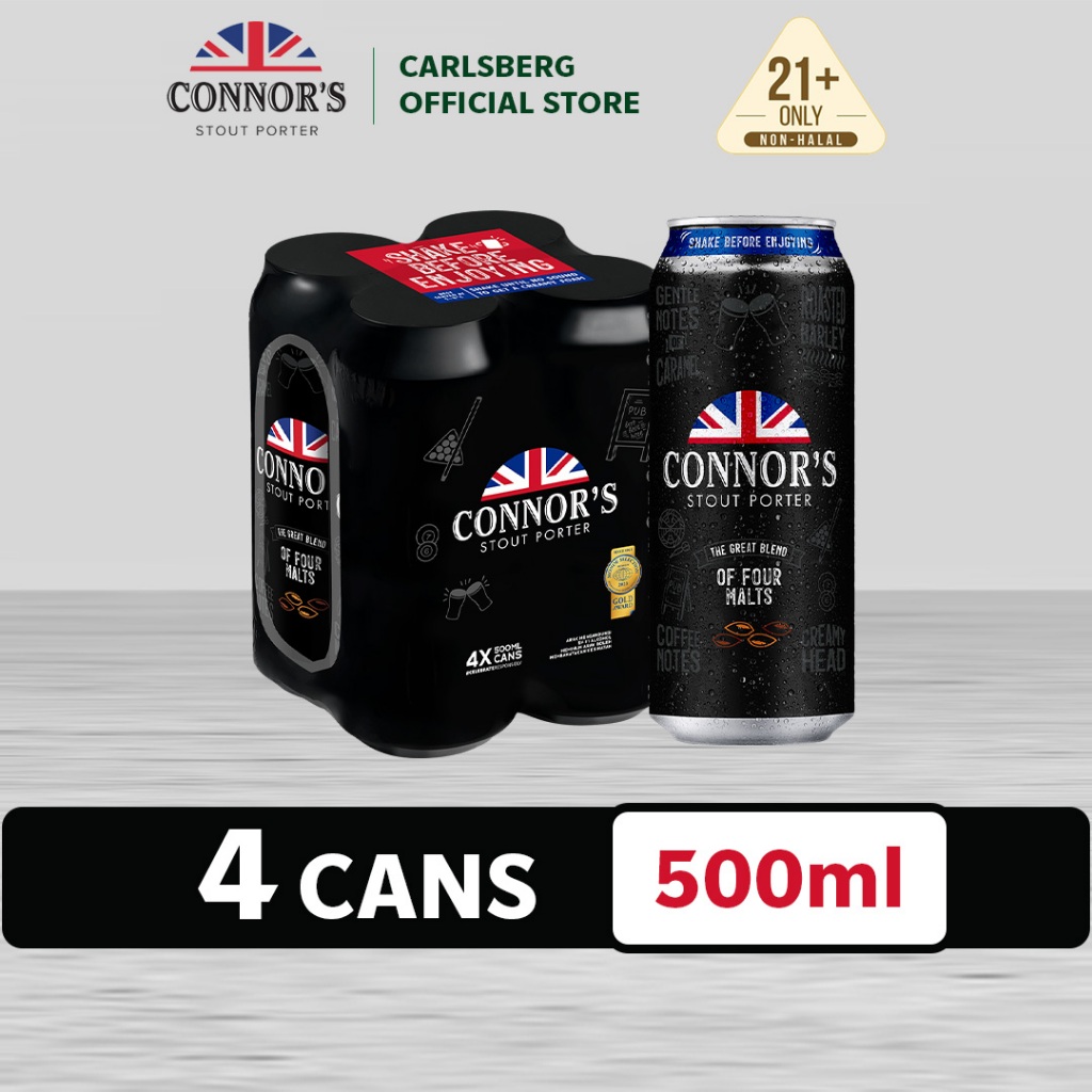 Connor's Stout Porter Can Premium Stout Beer 5.0% Alcohol (500ml x 4 ...